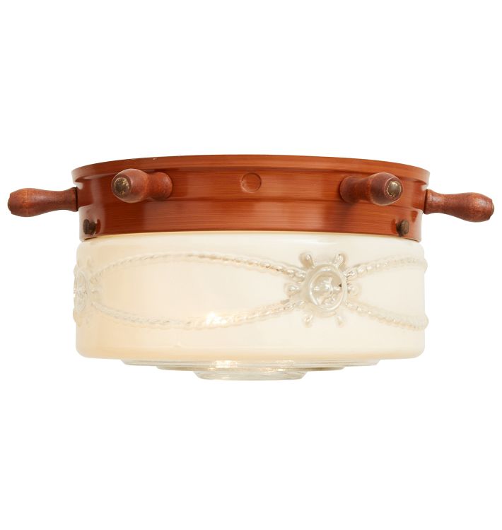 Vintage Mid-Century Nautical-Themed Flush Mount with Fresnel Shade ...