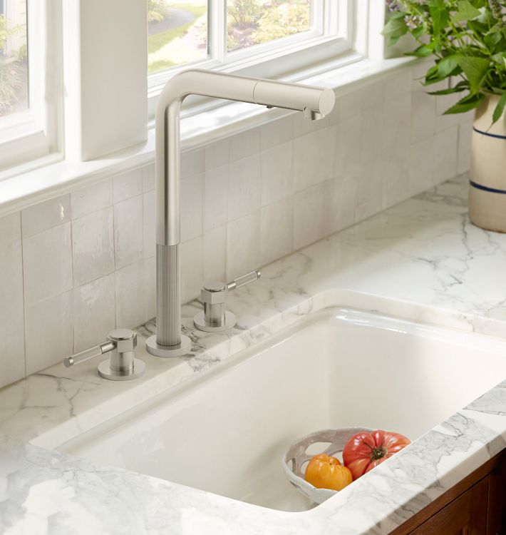 Sutton Widespread Pull Out Kitchen Faucet | Rejuvenation