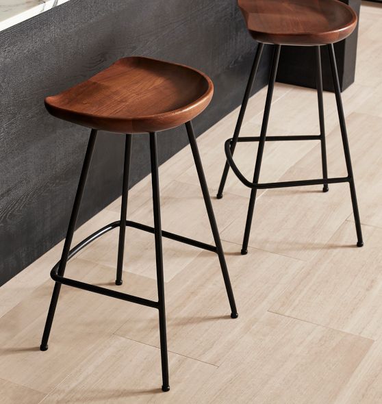 Randle Tractor Counter & Bar Stool with Metal Legs | Rejuvenation