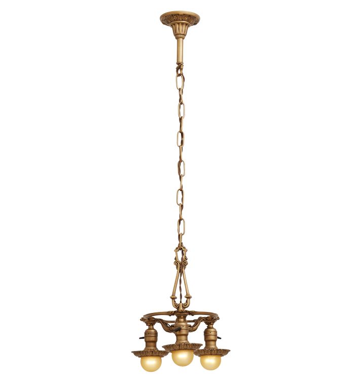 Three-Light Classical Revival Bare Bulb Chandelier | Rejuvenation