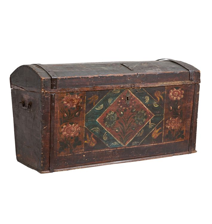 Antique 1860s Floral Painted Storage Chest | Rejuvenation