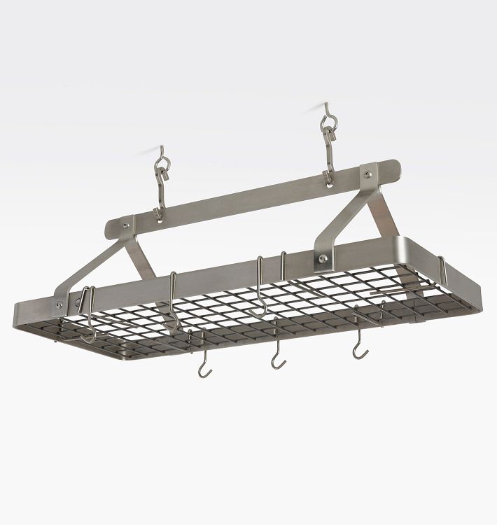 3' Griffin Ceiling Mount Rectangle Stainless Steel Pot Rack | Rejuvenation