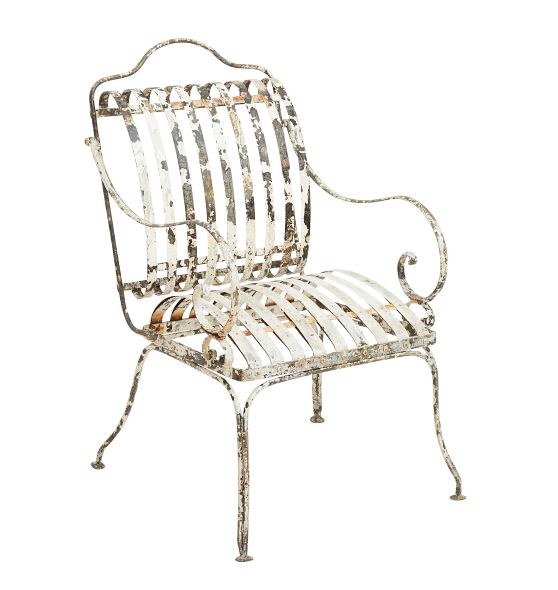 Weathered Vintage White Strap Steel Chair | Rejuvenation