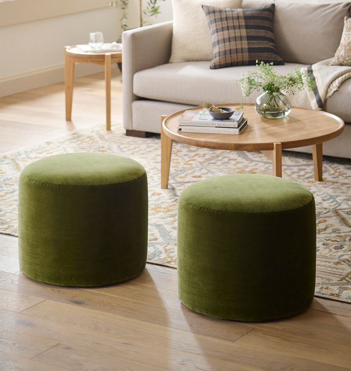 Green velvet round ottoman store