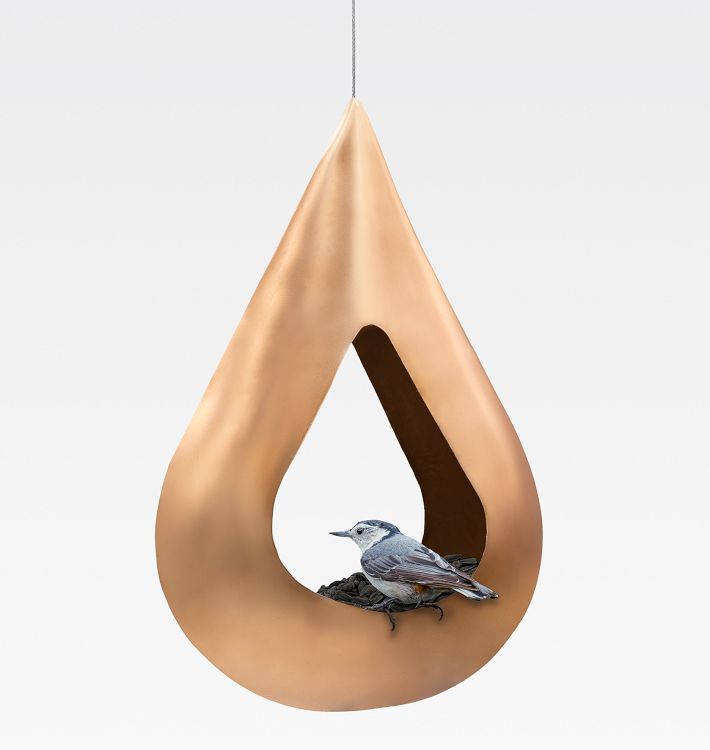 Copper Fly-Through Rain Drop Bird Feeder | Rejuvenation