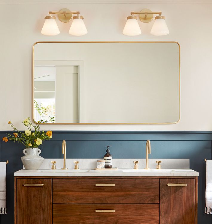 Double Vanity Rounded Rectangle Metal Framed Mirror | Rejuvenation