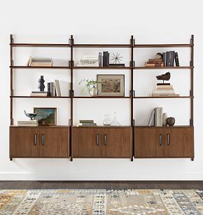 Hart Modular Triple Shelving Unit With Cabinet | Rejuvenation