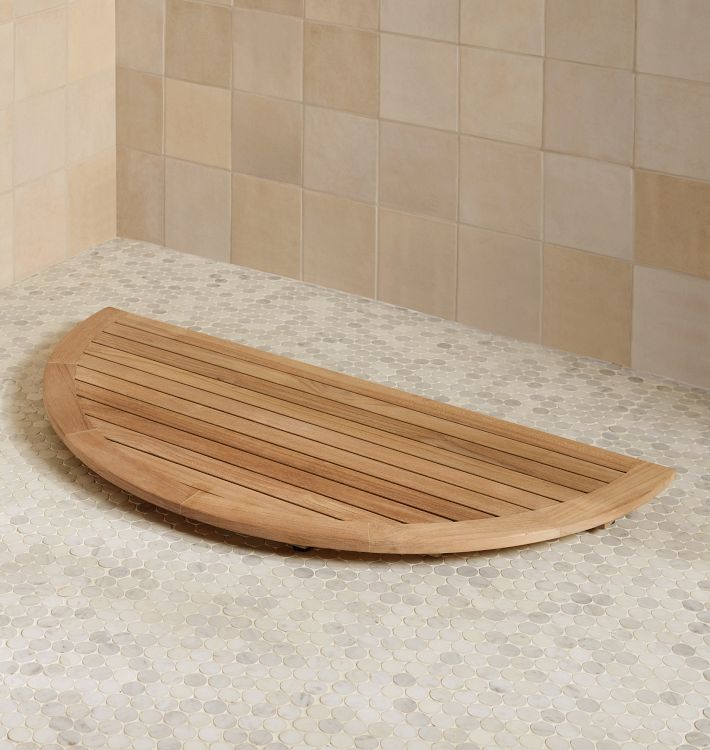 Odin Teak Semi-Circle Bath Mat | Rejuvenation