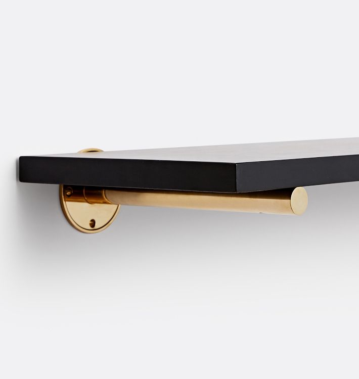 10" Brass Rod Brackets and Shelf Set | Rejuvenation