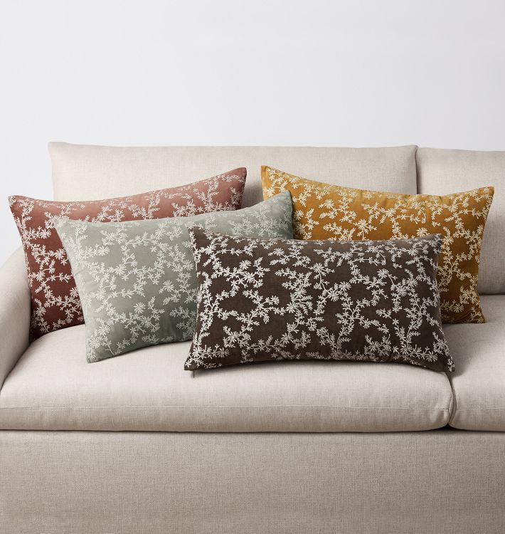 Botanical Embroidered Velvet Pillow Cover | Rejuvenation