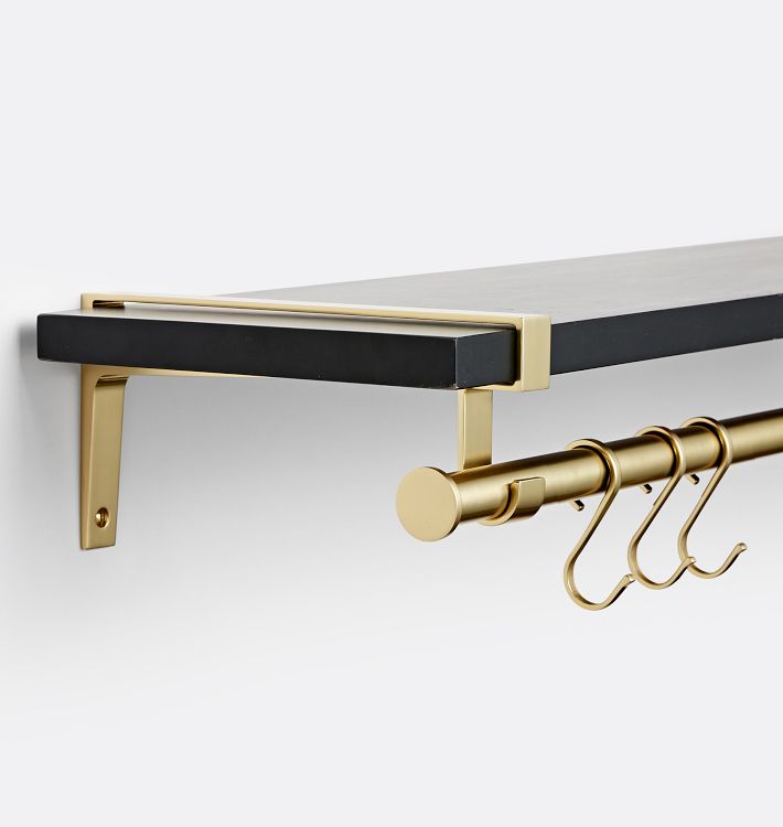 10" Brass Rod Brackets and Shelf Set | Rejuvenation