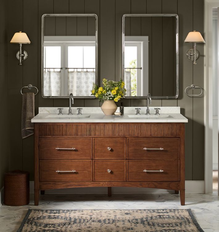 Ladd 60" Walnut Double Vanity | Rejuvenation