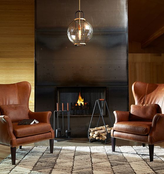 Clinton Modern Wingback Leather Chair | Rejuvenation