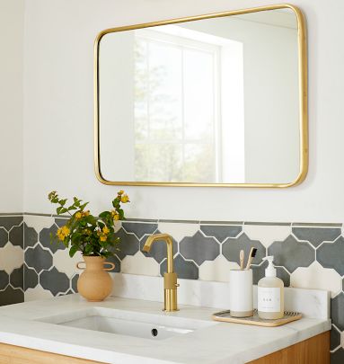 Rounded Rectangle Metal Framed Mirror | Rejuvenation