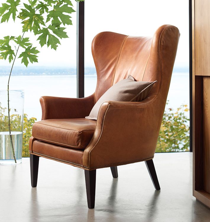 Clinton Modern Wingback Leather Chair | Rejuvenation