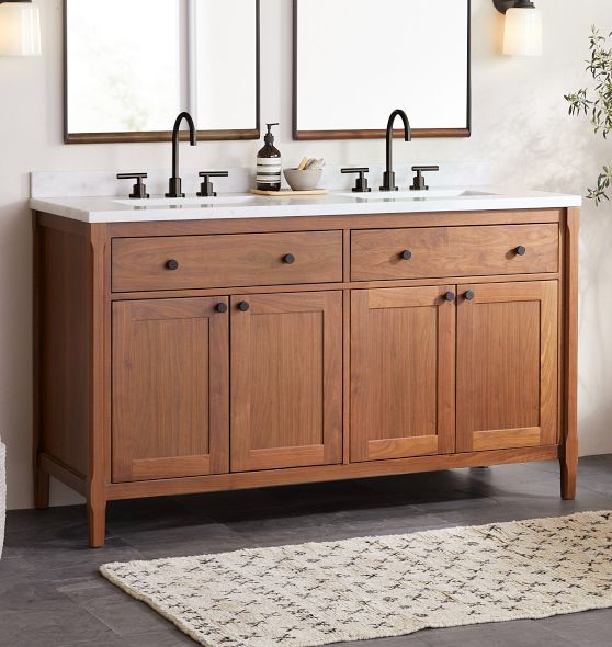 Ladd 60" Walnut Double Vanity | Rejuvenation