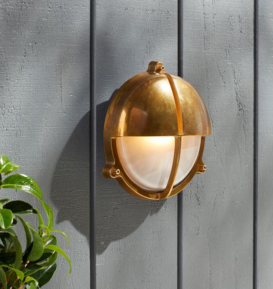 9" Seabeck Halflid Round with Cage Bulkhead Sconce | Rejuvenation