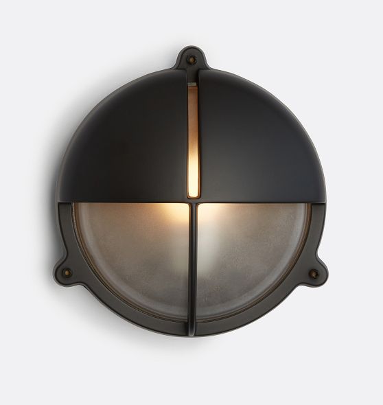 9" Seabeck Halflid Round with Cage Bulkhead Sconce | Rejuvenation