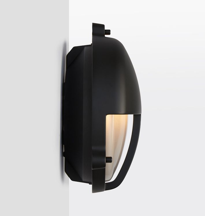 9" Seabeck Halflid Round with Cage Bulkhead Sconce | Rejuvenation