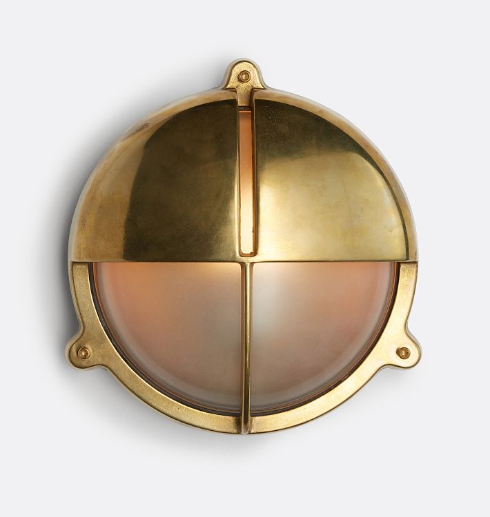 9" Seabeck Halflid Round with Cage Bulkhead Sconce | Rejuvenation
