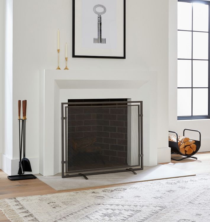 Framed Single Panel Fireplace Screen | Rejuvenation