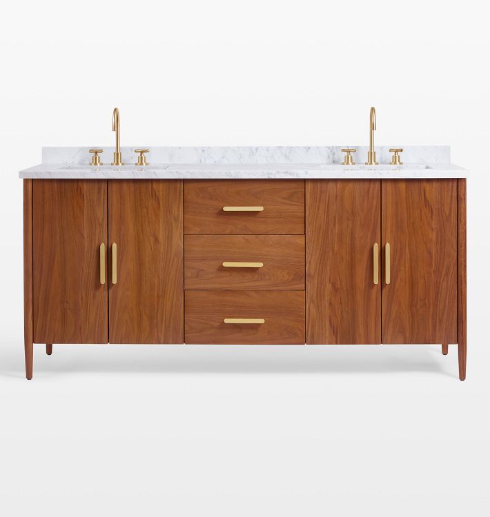 Shaw 72" Walnut Double Vanity | Rejuvenation