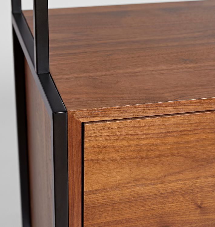 Burton 33" Walnut & Steel Bookshelf | Rejuvenation