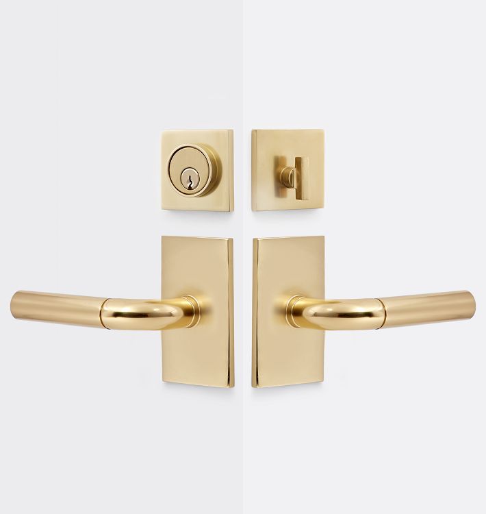 Tumalo Brass Lever Tube Latch Interior Door Set, Rectangular Backplate ...