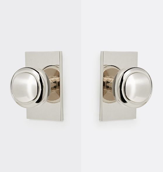 Rigdon Brass Knob Tube Latch Interior Door Set, Rectangular Backplate ...