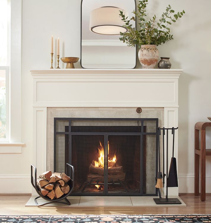 Classic Linear 2-Door Fireplace Screen | Rejuvenation