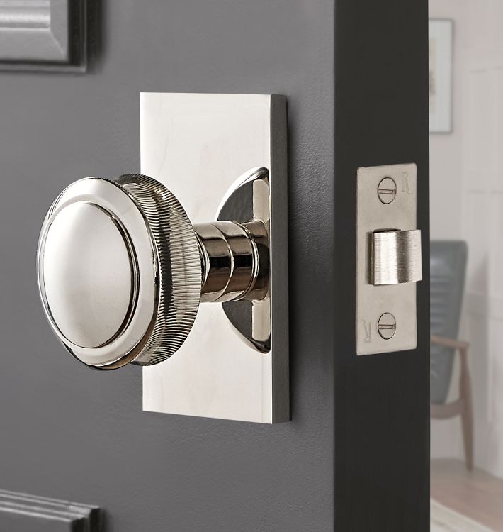 Rigdon Brass Knob Tube Latch Interior Door Set, Rectangular Backplate ...