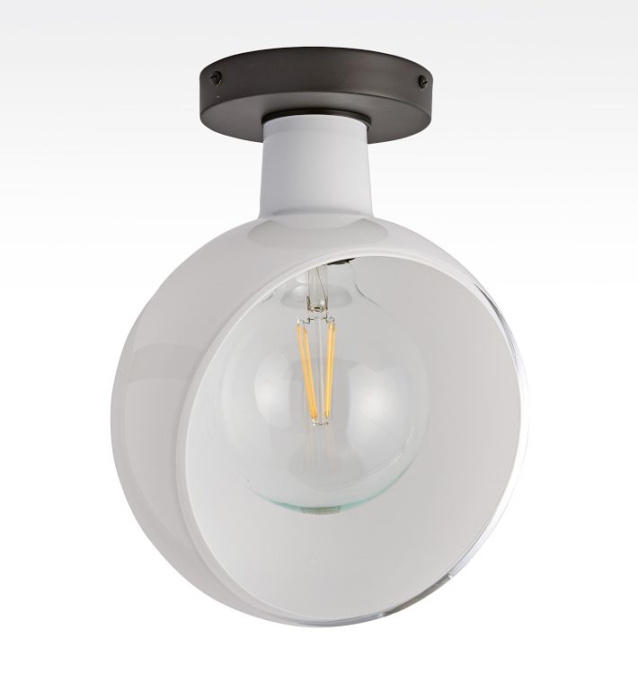 Edendale Angled Semi-Flush Fixture, Opal Glass | Rejuvenation