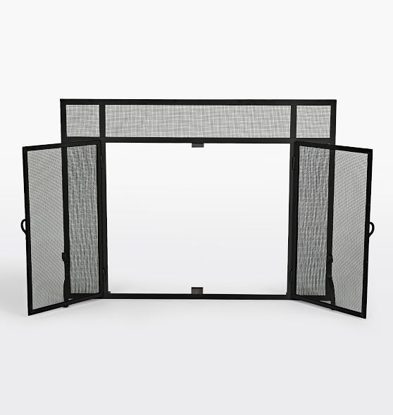 Classic Linear 2-Door Fireplace Screen | Rejuvenation