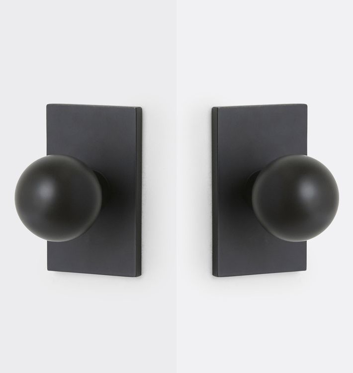 Irving Brass Knob Tube Latch Interior Door Set, Rectangle Backplate ...