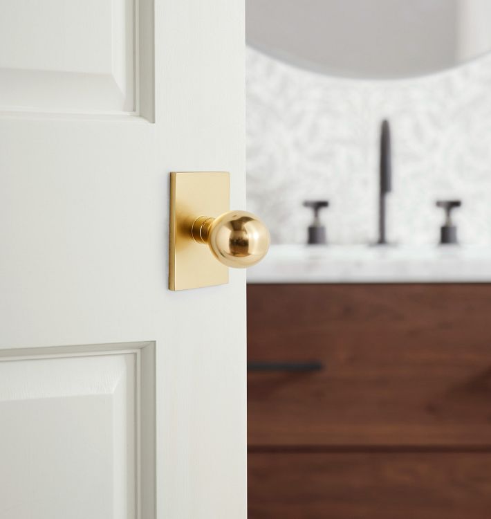 Irving Brass Knob Tube Latch Interior Door Set, Rectangle Backplate ...