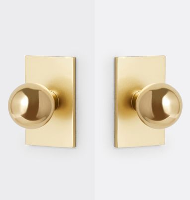 Irving Brass Knob Tube Latch Interior Door Set, Rectangle Backplate ...