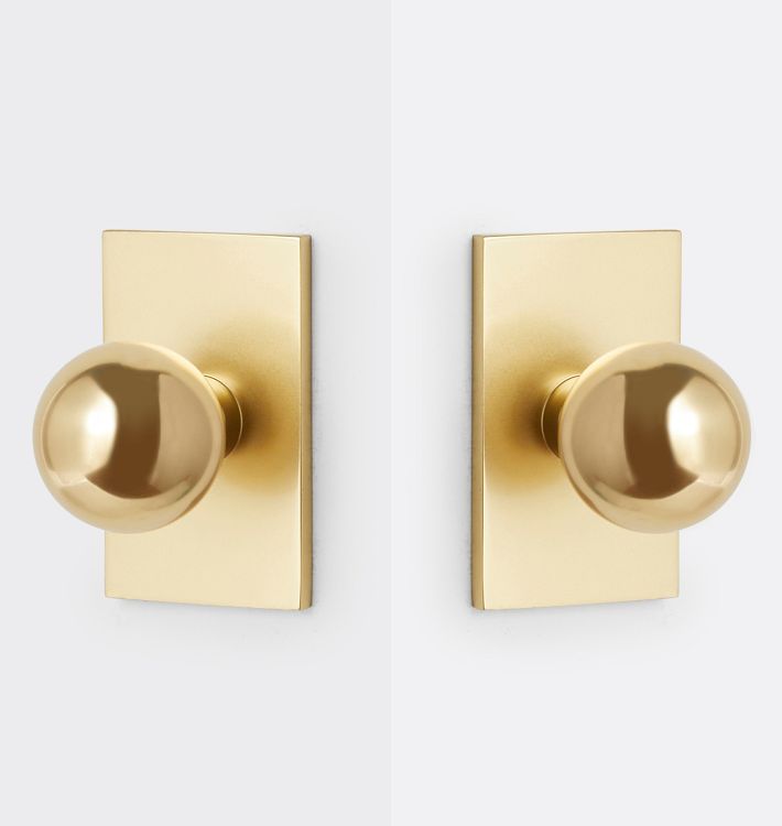 Irving Brass Knob Tube Latch Interior Door Set, Rectangle Backplate | Rejuvenation