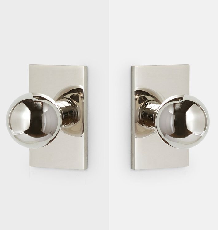 Irving Brass Knob Tube Latch Interior Door Set, Rectangle Backplate | Rejuvenation