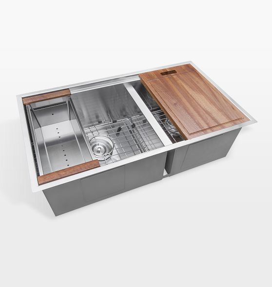 Roma Double Stainless Steel Workstation Kitchen Sink | Rejuvenation