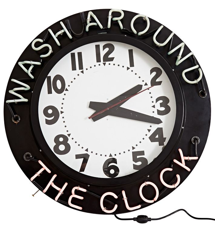 WASH AROUND THE CLOCK Neon Clock | Rejuvenation