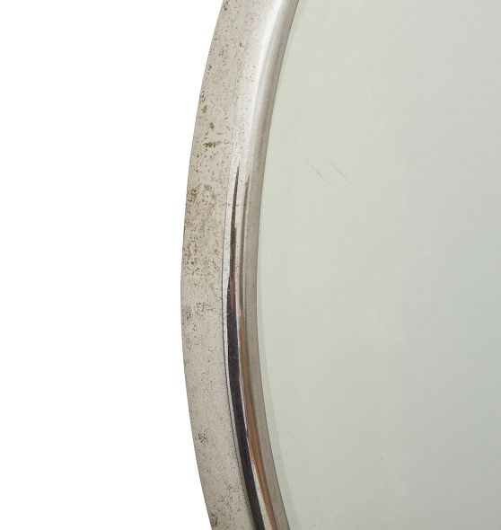 Nickel-Plated Beveled Oval Mirror | Rejuvenation