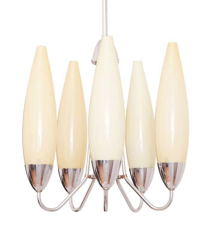 Chromed Mid-Century 5-Light Chandelier | Rejuvenation