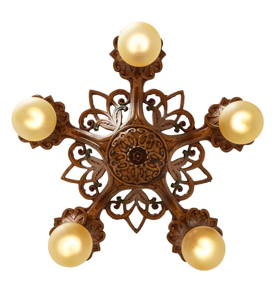 Intricately Cast Five-Light Classical Revival Bare Bulb Chandelier ...