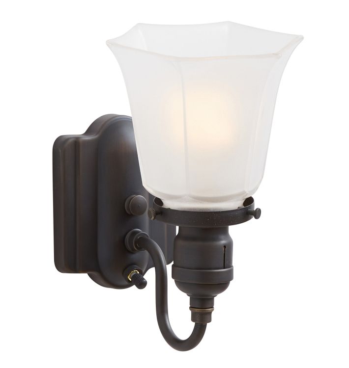 Pair of Sconces with Hexagonal Camphor Glass Shades | Rejuvenation