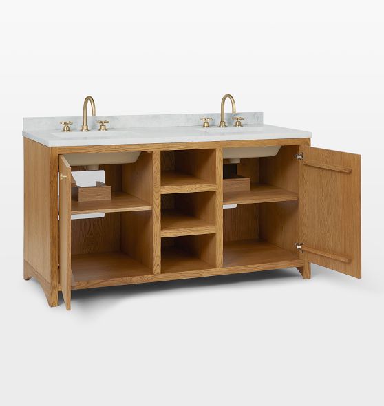 Fallon 60" White Oak Double Vanity | Rejuvenation