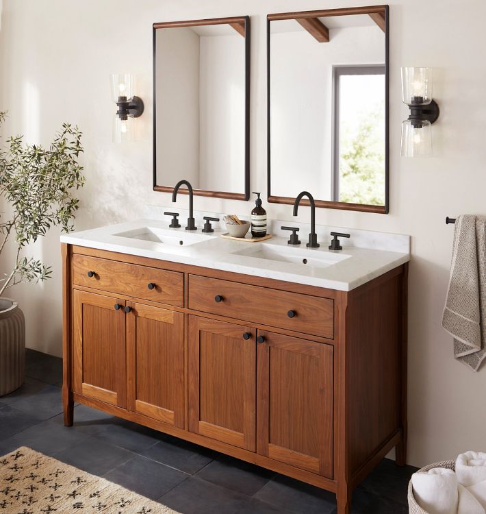 Ladd 60" Walnut Double Vanity | Rejuvenation