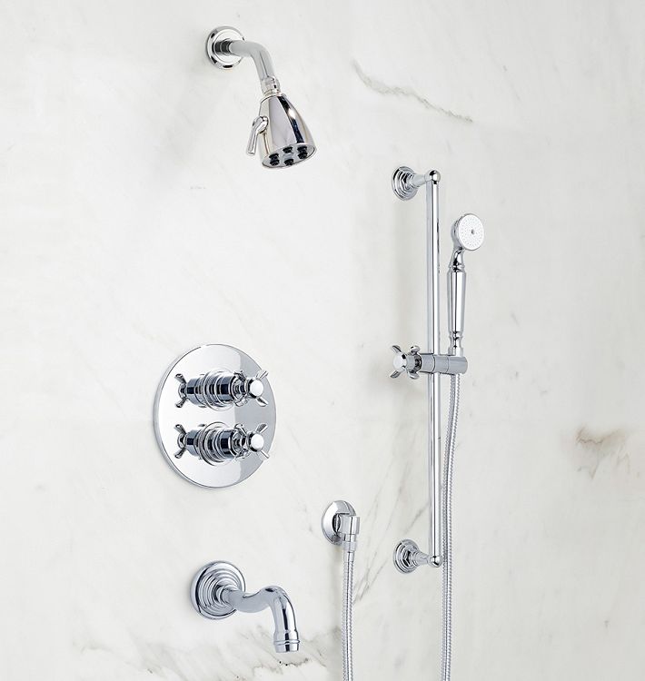 Connor Cross Handle Thermostatic Tub & Shower Set With Handshower ...