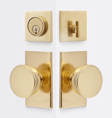 Tumalo Brass Knob Tube Latch Interior Door Set, Rectangular Backplate ...