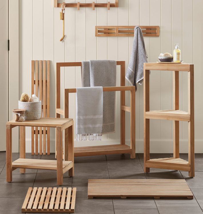 Adela Teak Shower Bench | Rejuvenation