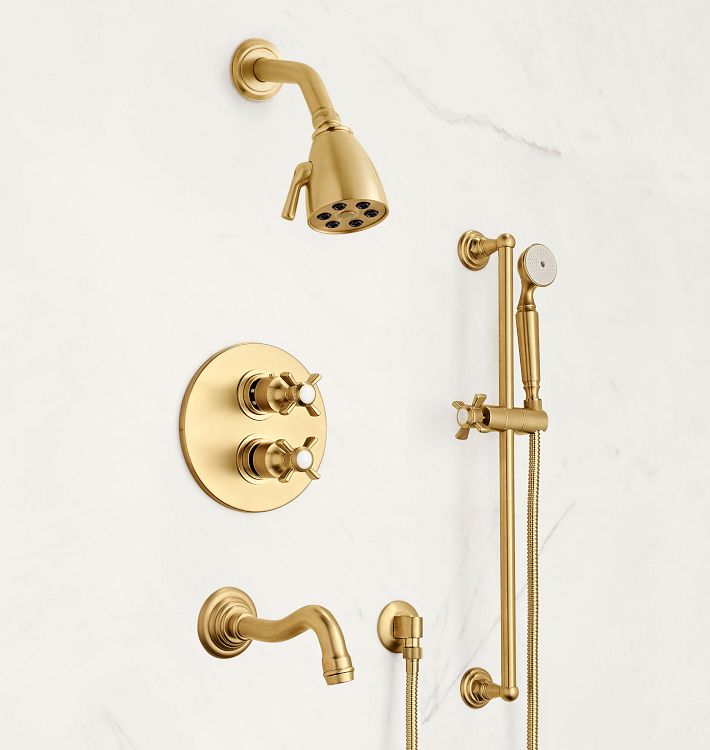 Connor Cross Handle Thermostatic Tub & Shower Set With Handshower ...